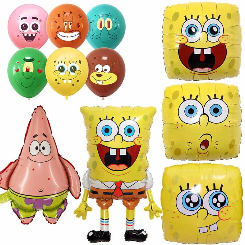 Spongebob Theme Set Cartoon Cute Latex Balloons Happy Birthday Banner ...