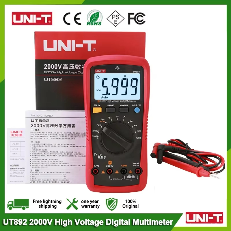 【24 Hours Delivery】UNI-T UT892 2000V High Voltage Digital Multimeter ...