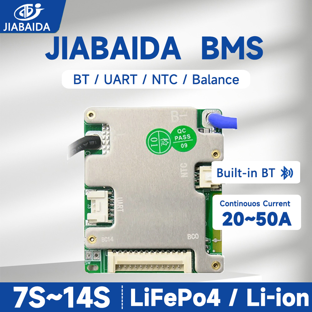 JIABAIDA BMS 8S 24V LiFePo4 Li-ion Battery 7S 10S 13S 14S 20A 40A 50A ...