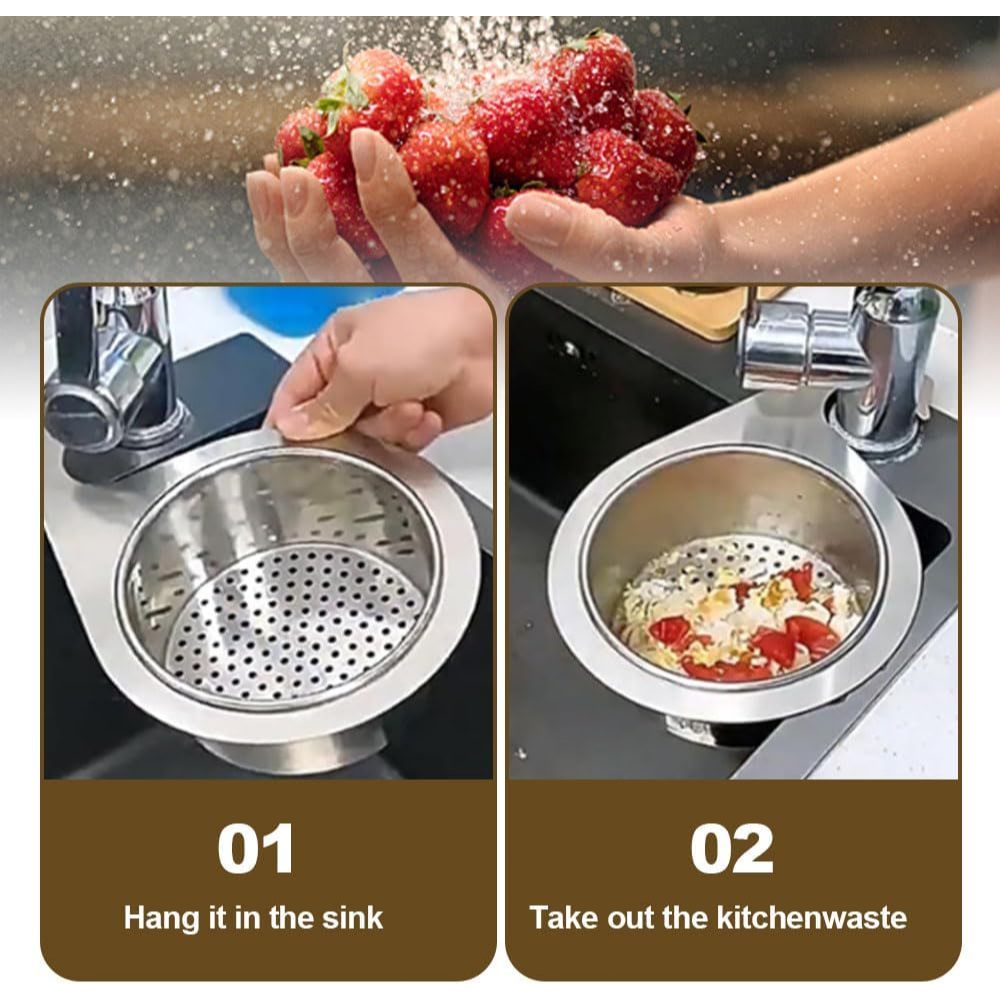 Stainless Steel Swan Sink Strainer Basket, Multifunction Wet & Dry ...