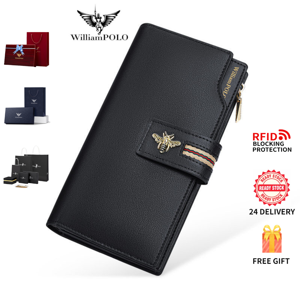 William polo wallet ladies wallet fashion multifunctional leather long ...