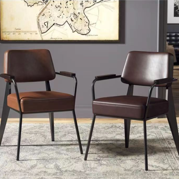 Nordic Simple Household Leather Dining Chair Negotiation Chair Armchair ...