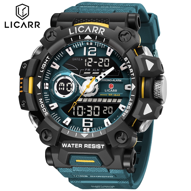 LICARR Brand Men's Watch Dual Display Watch Original Waterproof Fashion ...