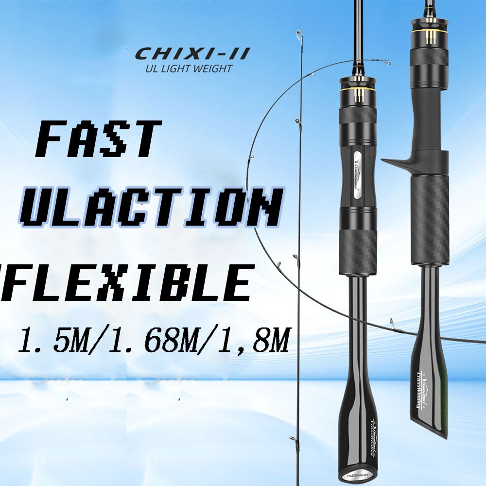 UL Power Fishing Rod 1.5m/1.68m/1.8m Flexible Spinning Rod 2-6LB Line ...
