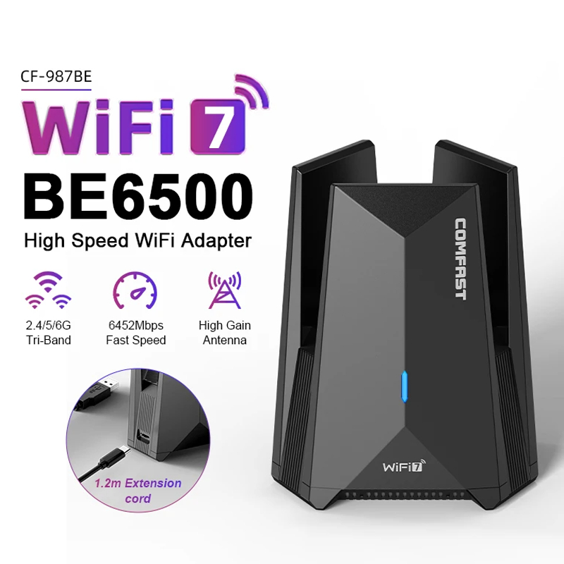 WiFi7 USB Adapter BE6500 WiFi7 Adaptador 2.4G&5.8G&6GHz USB3.0 Wireless ...