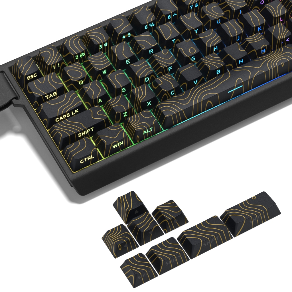 WOMIER 135 Keys Side Printed Golden Line Keycaps Shine Through Cherry ...