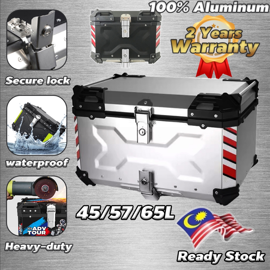 Aluminium top box 45/57/65L Motorcycle Box moto with Universal Base ...