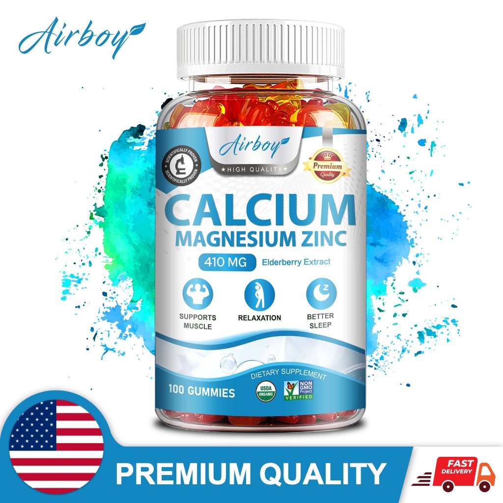Airboy, CALCIUM MAGNESIUM ZINC, 100 gummies，Bone health, dental health ...