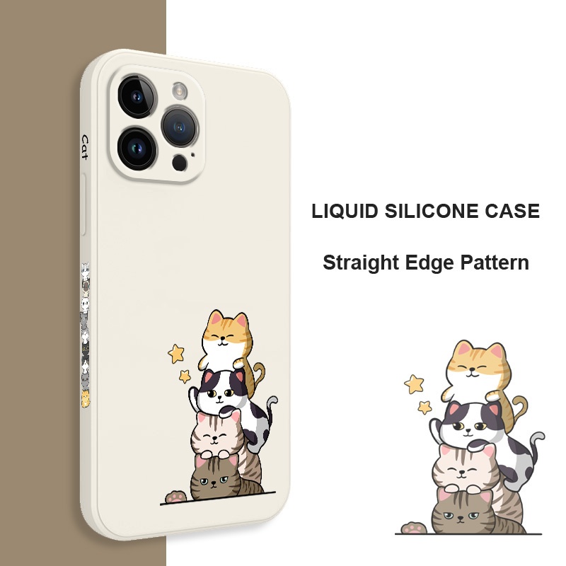 Stacked Cats Phone Case For IPhone 16 Pro Plus Max ProMax Classic Cover ...