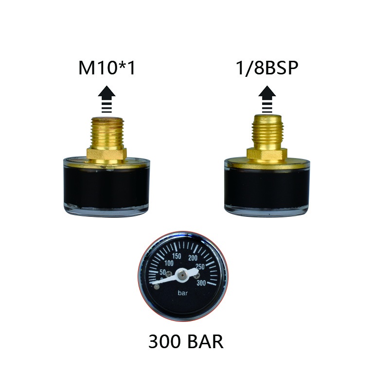 HPA FX 300BAR Pressure Gauge M10*1 1/8BSP Thread Regulator Manometr ...