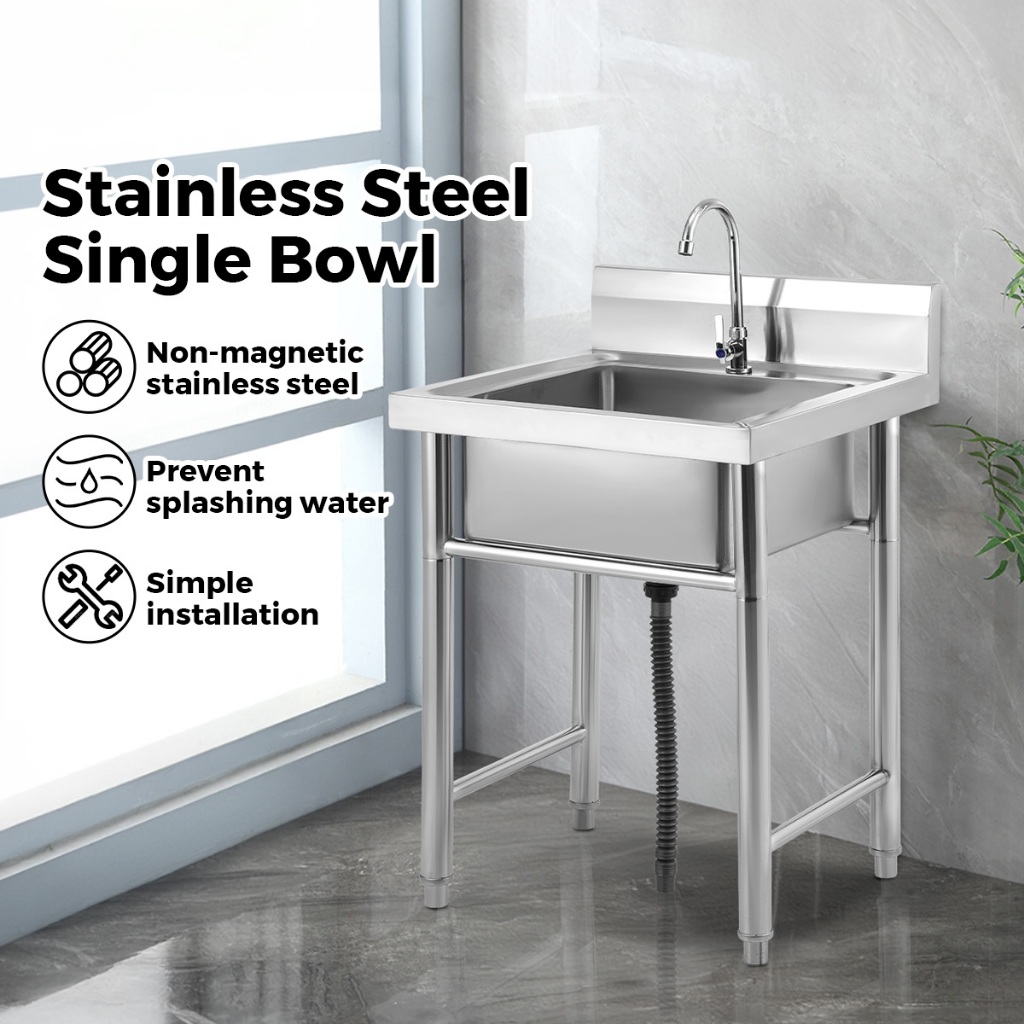 Stainless Steel Single Bowl Sink with Stand sinki berkaki steel L60 x ...