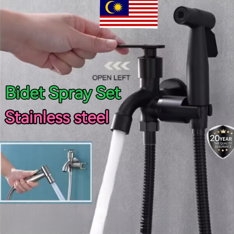 Bidet spray set High pressure hand bidet two way tap stainless steel ...