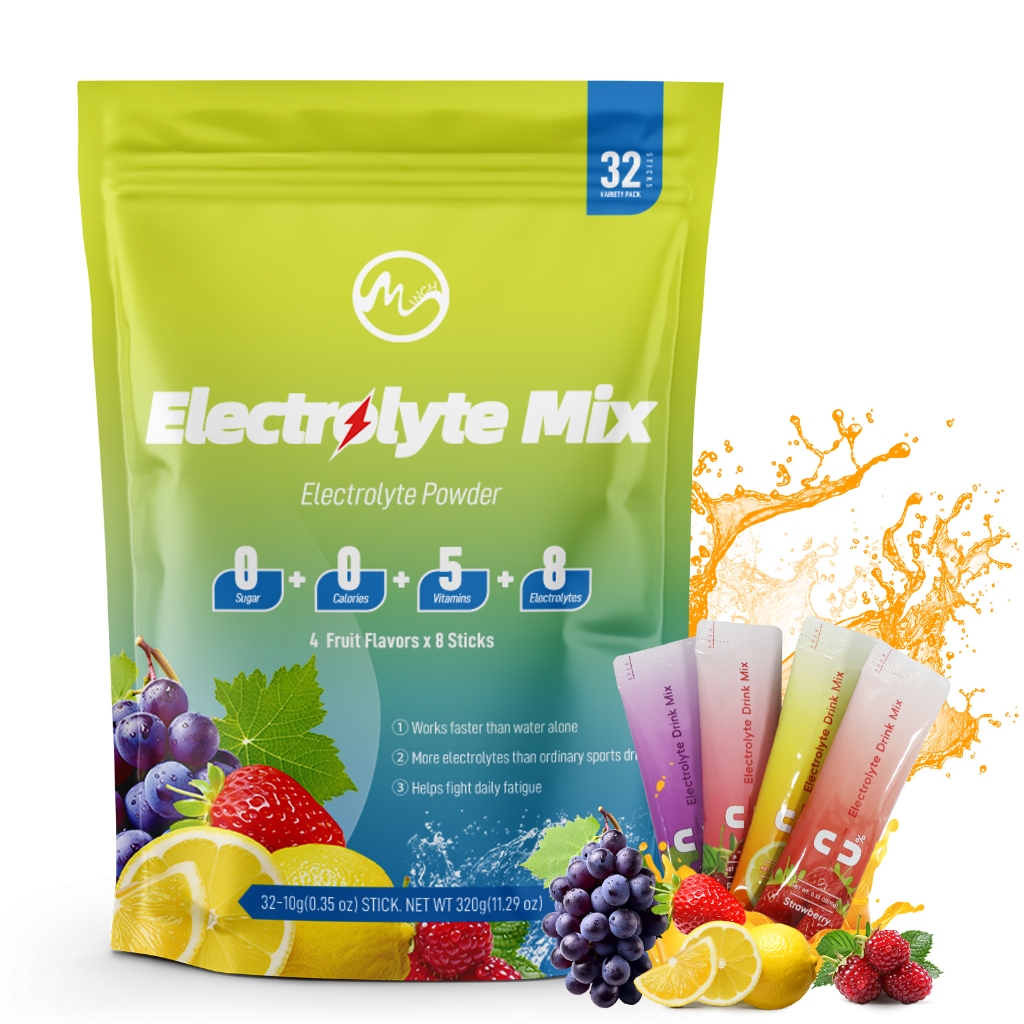 Minch Electrolytes Powder Packets 32 Sticks , 0 Calorie with 5 Vitamins ...