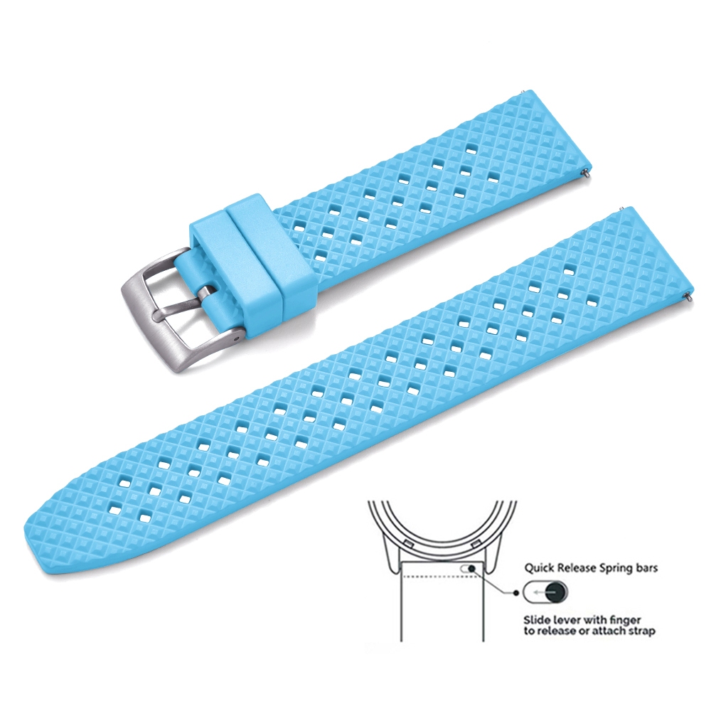Premium Quality Breathable FKM Watch Strap 20mm 22mm Strap Quick ...