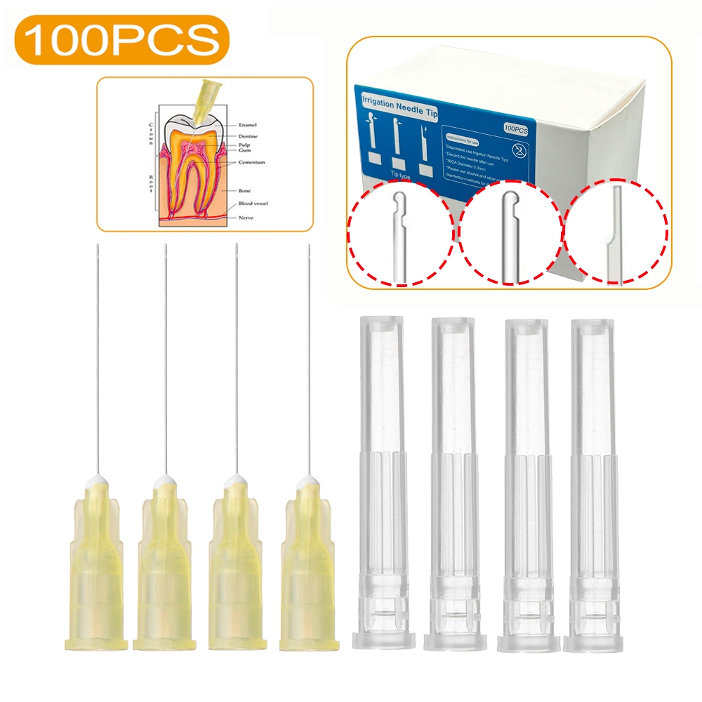 100pcs/box Dental Endo Irrigation Needle Tip 30GA End-Closed Side Hole ...