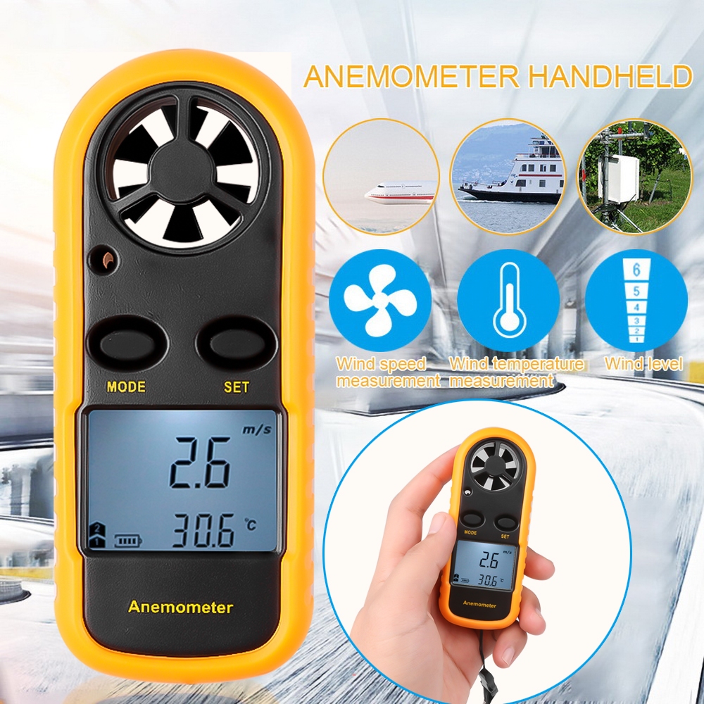 LCD Digital Anemometer Hand-held Wind Speed Gauge Meter Measure ...