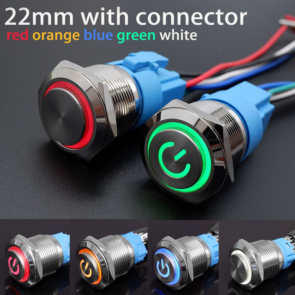 22mm Push Button Switch Led Momentary Ring Fixed Lock Off Panel ...