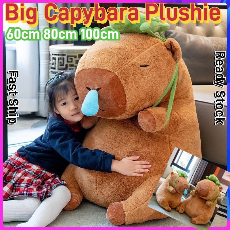 (Ready Stock) 60cm 80cm 100cm Big Fluffy capybara plushie capybara ...