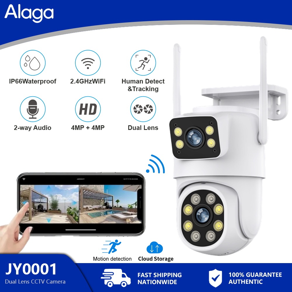 Icsee Dual Lens 4K 8MP PTZ Wifi IP Camera 5X Zoom Auto Tracking ...