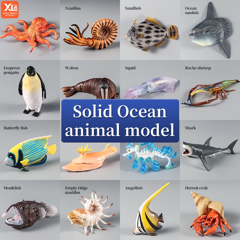 Sea Life Animals Model Action Figures Ocean Fish Bass Grouper Octopus ...