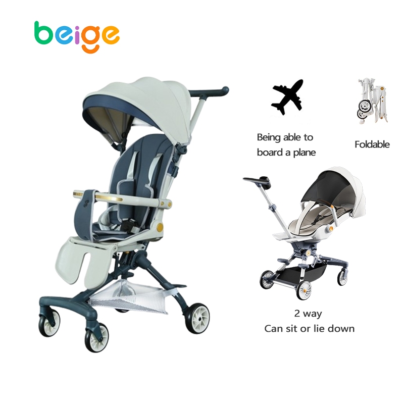 Beige 2 Way Baby Stroller Magic stroller 4 wheels Ultra lightweight ...