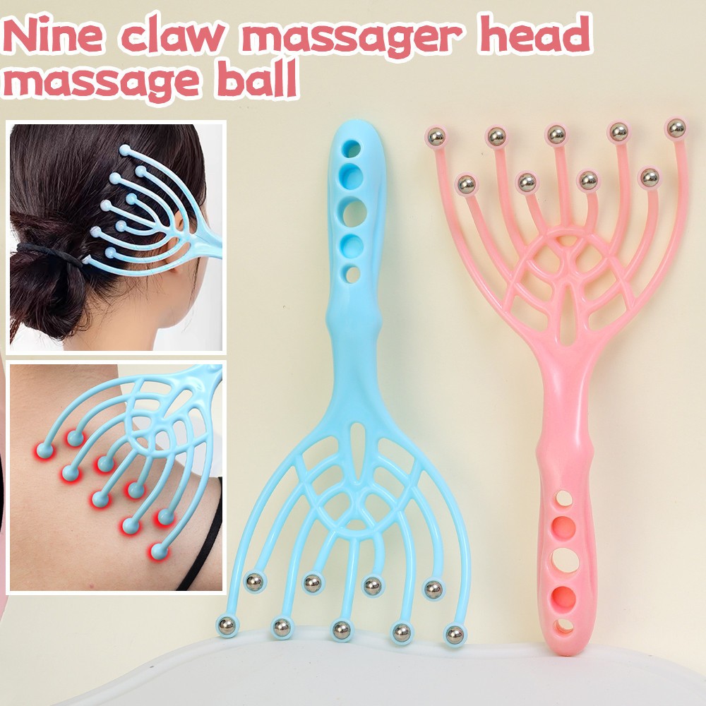 Head Massager Scalp Neck Comb Roller Five Finger 9 Claws Steel Ball ...