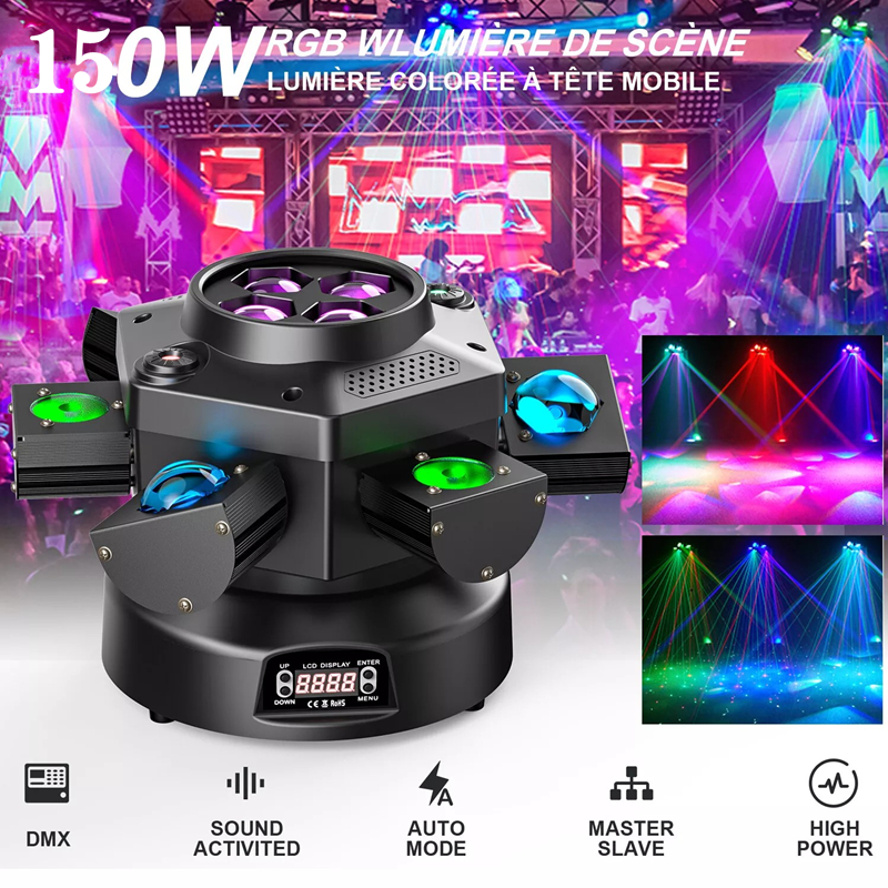 4/6-Arm Bee Eye Beam Laser LED Moving Head Stage Light Equipment Laser ...