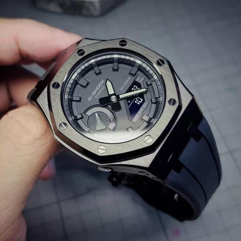 GA2100 modified for G Shock GAB2100 fluorine watch band strap stainless ...