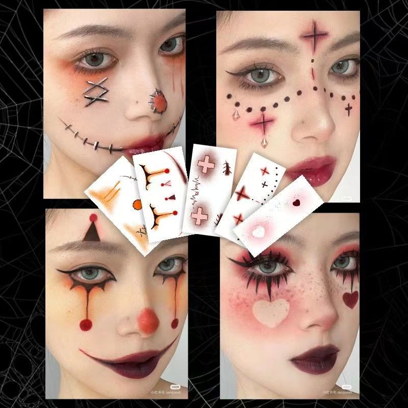 Halloween Cute Tattoo Stickers Pumpkin Little Ghost Makeup Face ...