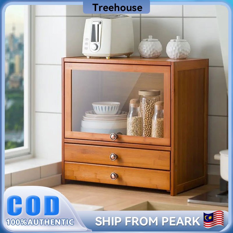 Single/double layer Bamboo Kitchen Cabinets For Home Furniture Storage ...