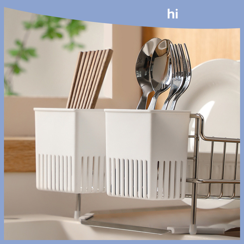 HI HOMES Japanese Style Kitchen Drain Rack Chopstick Tube Wall Mounted ...
