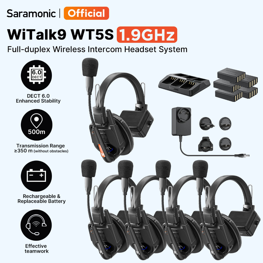 Saramonic Witalk9 Full-Deplex 1.9GHz Wireless Headset Intercom System ...