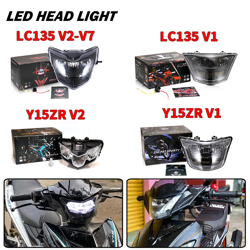 LED Head Light Yamaha Lc135 V1 V2 V3 V4 V5 V6 V7 / Y15zr V1 V2 Motorcycle Headlights Depan Lampu ...