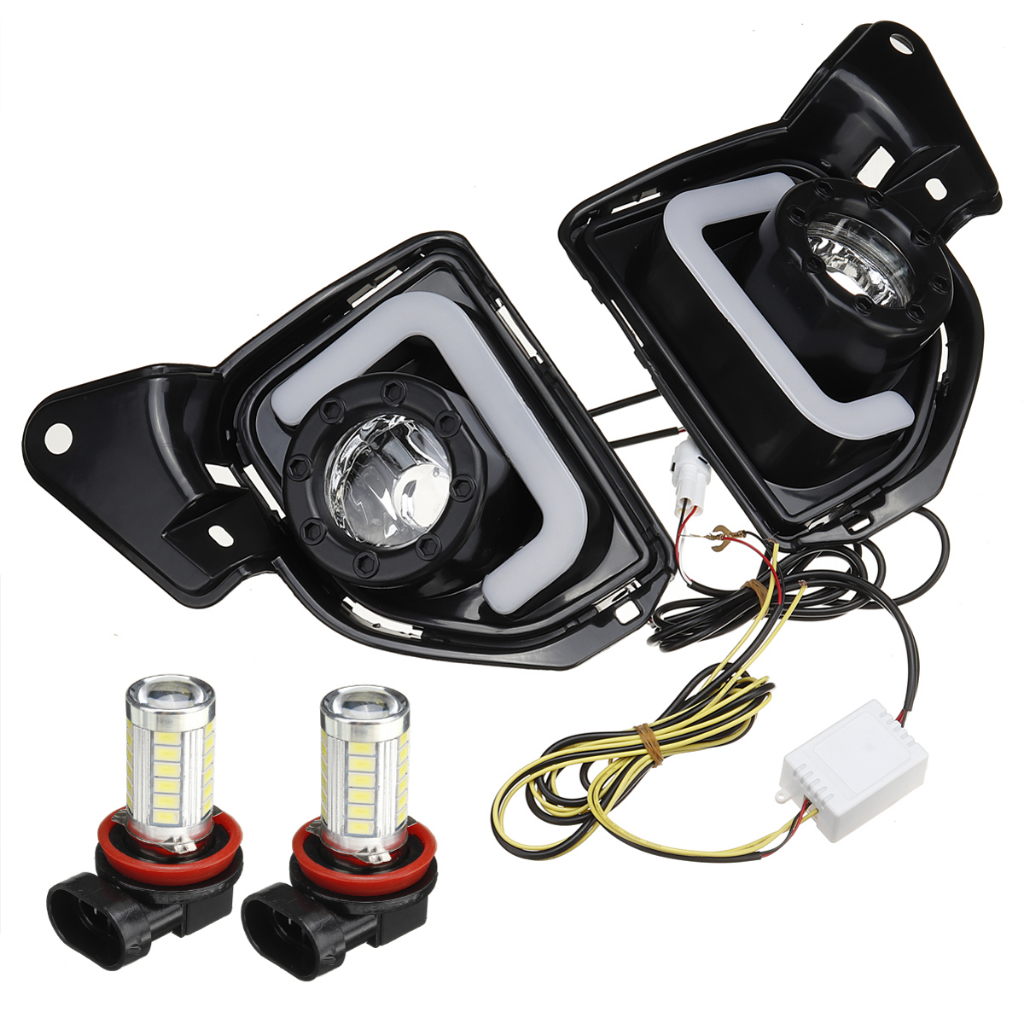2PCS LED Car Fog Lamp DRL Daytime Running Light Turn Signal H11 for ...