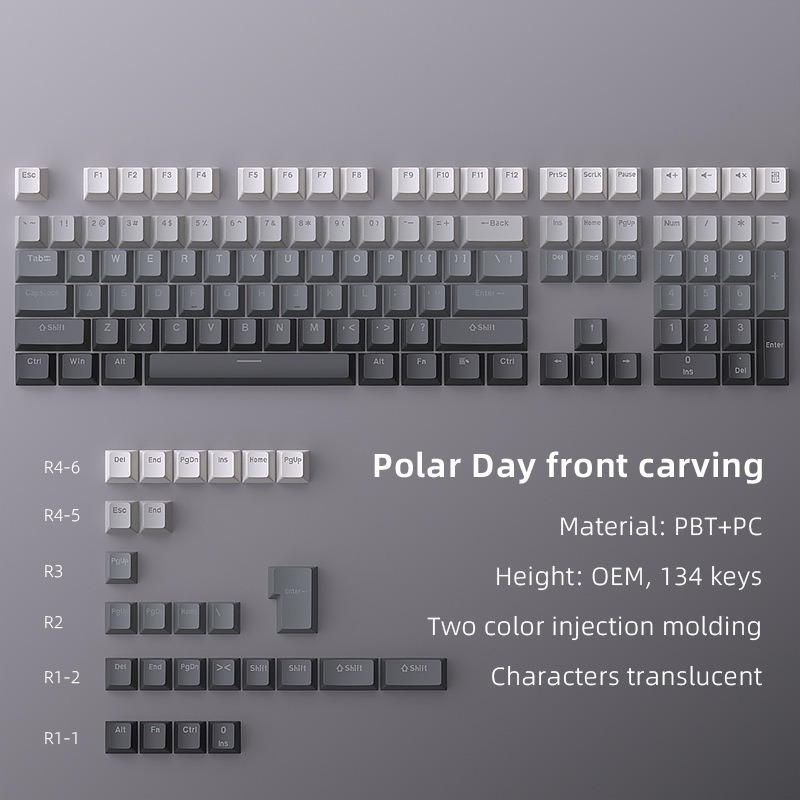 -LW- Polar Day Mechanical Keyboard Front Printing Keycap Doubleshot OEM ...
