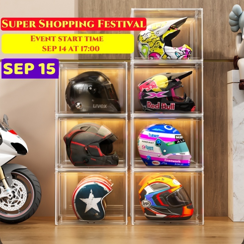 Z.C 【XXL】Helmet display case Multi-functional acrylic display box ...