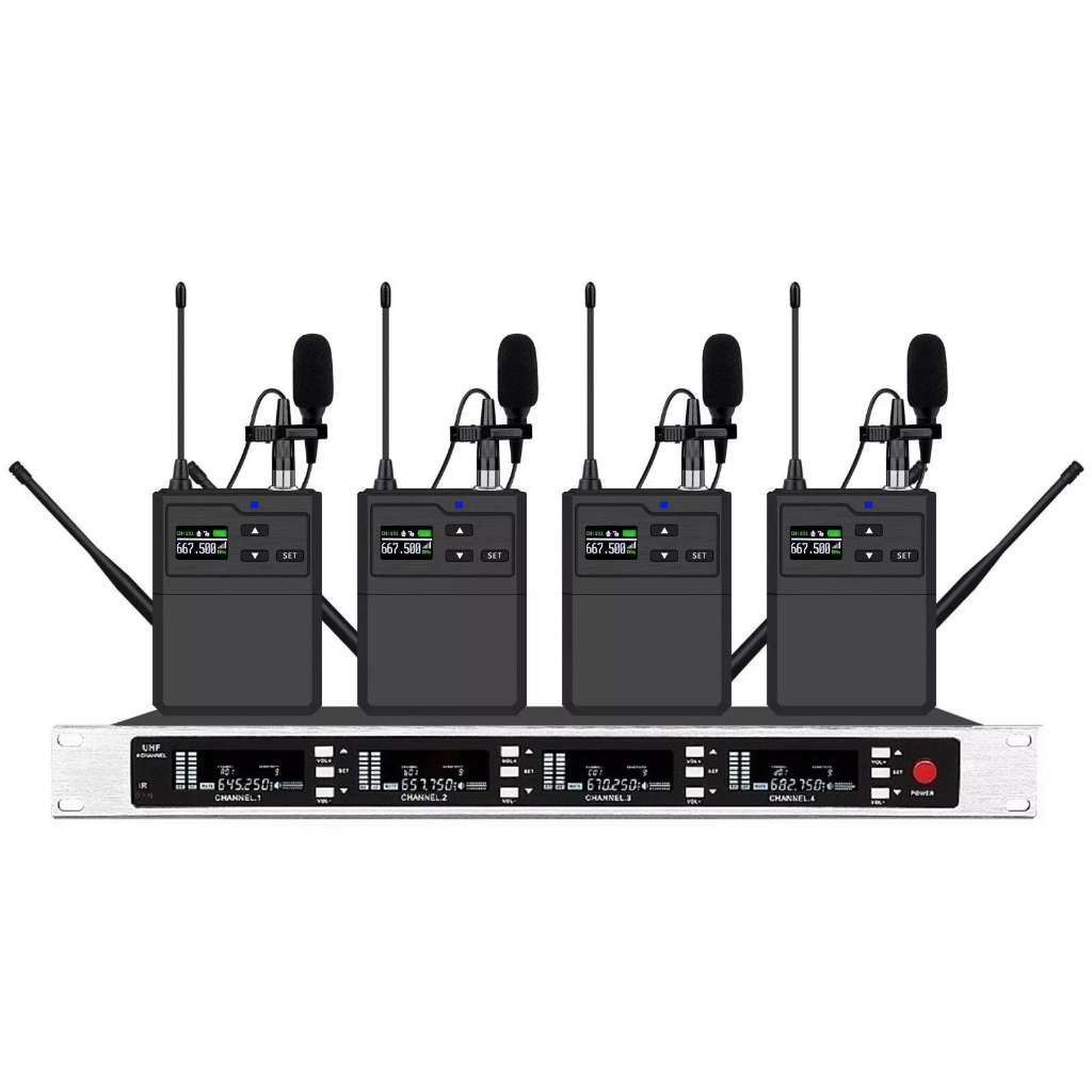 4 Channel True Diversity Wireless Theatre Microphone for Stage TV ...