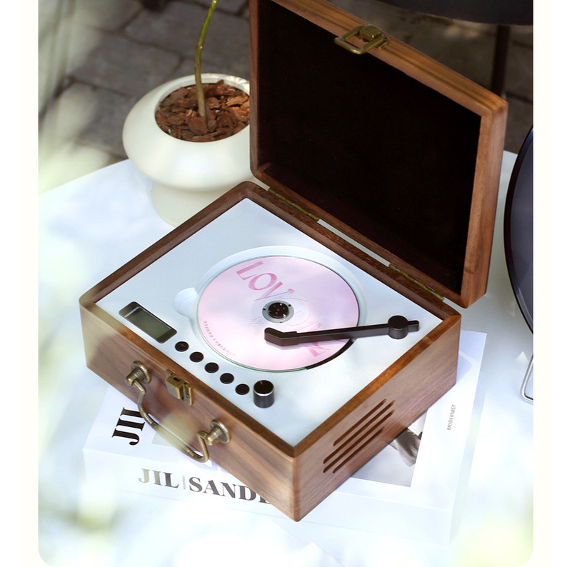 Retro North American Black Walnut CD Bluetooth Speaker Player Audio CD ...