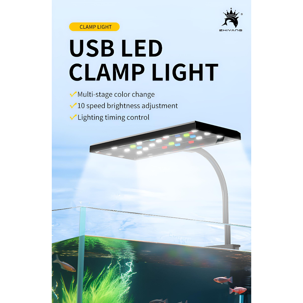 {Free shipping} USB fish tank light dimming color changing LED grass ...