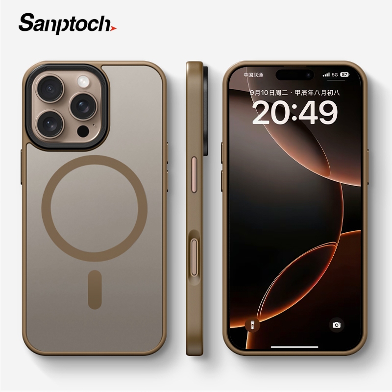 Sanptoch Luxury Magnetic Phone Case For iPhone 16 15 14 13 Pro Max Soft Silicone Edge with ...