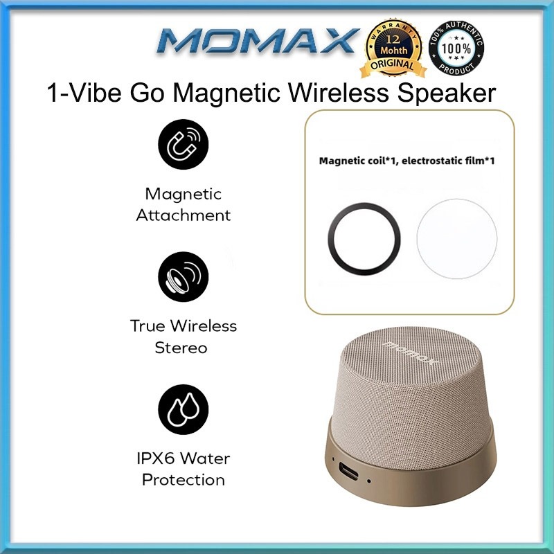 MOMAX 1-Vibe Go Smart Bluetooth Speaker Portable Magnetic Mobile Phone ...