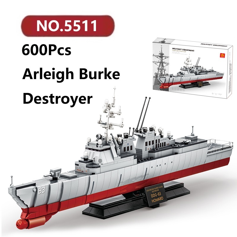 Arleigh Burke Destroyer Building Blocks 600 Pcs WANGE Ship Bricks Toy ...