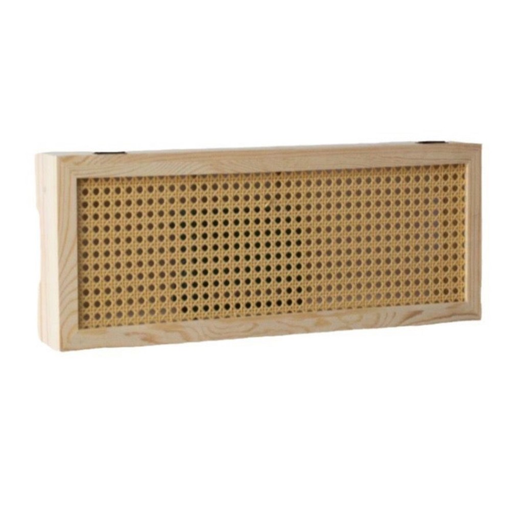 Japanese Rattan Router Storage Box Solid Wood Study wifi Wall Hanging ...