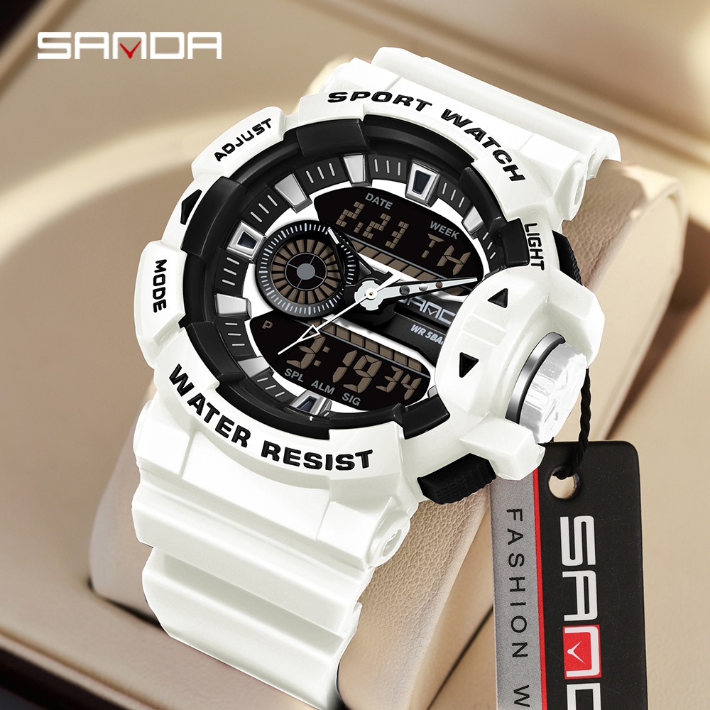 SANDA Dual Display Men Watches Waterproof Sports Watch Military Man ...