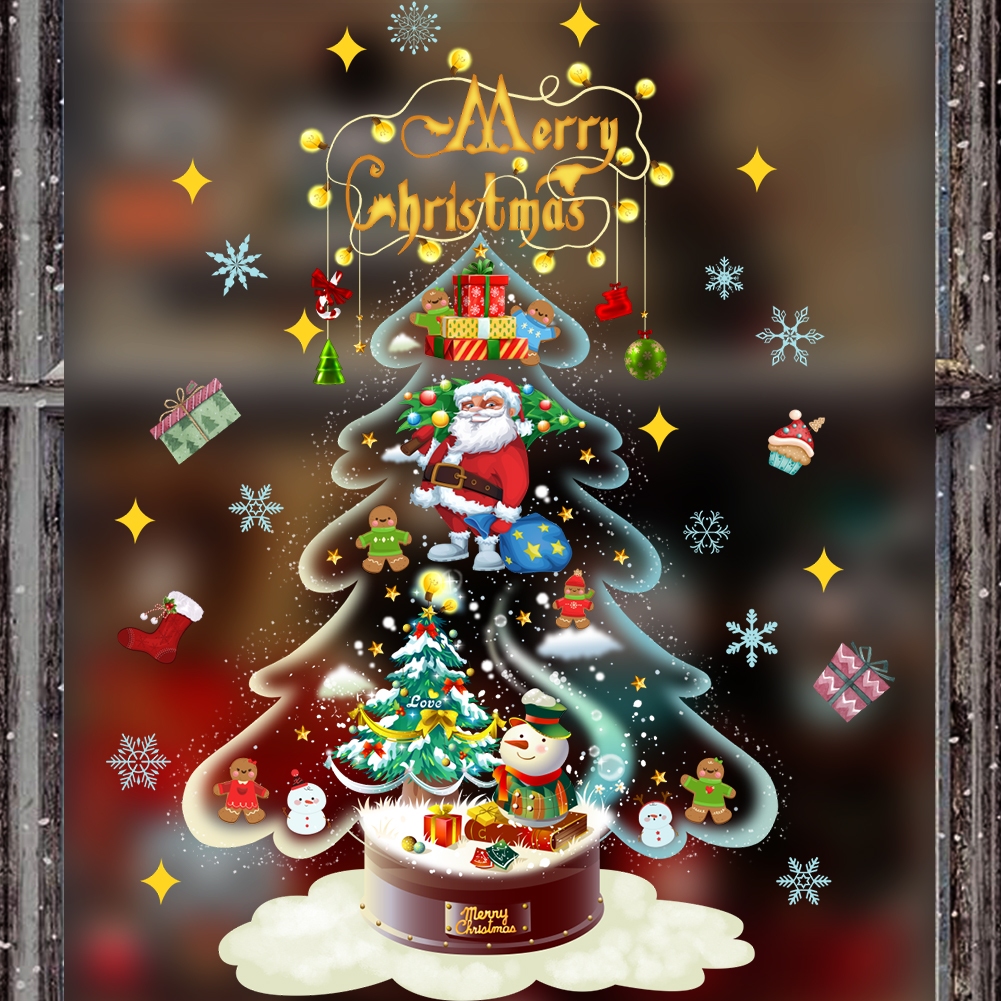 【Zooyoo】Happy Christmas Stickers Shop Window Glass Door Stickers Window ...