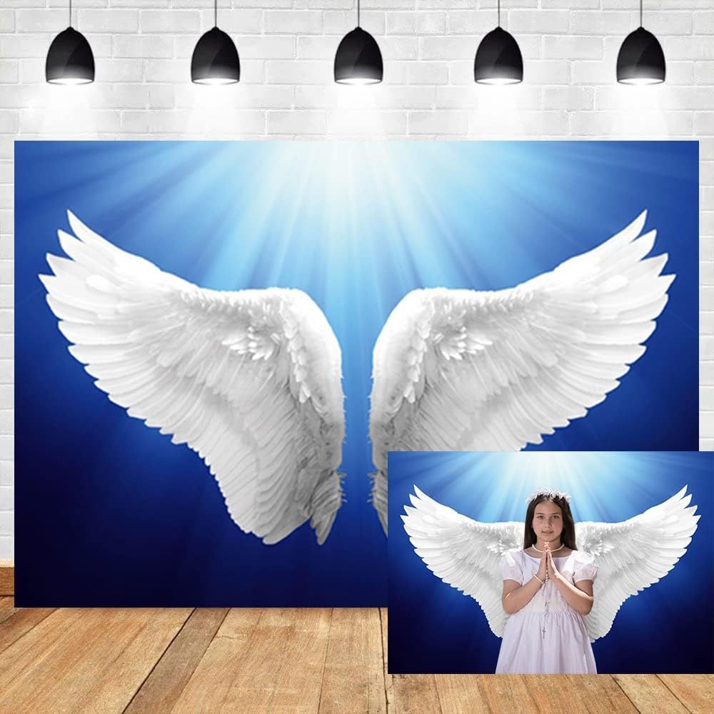 7x5ft Blue Sky Flying White Angel Wings Sunshine Romantic Photography ...