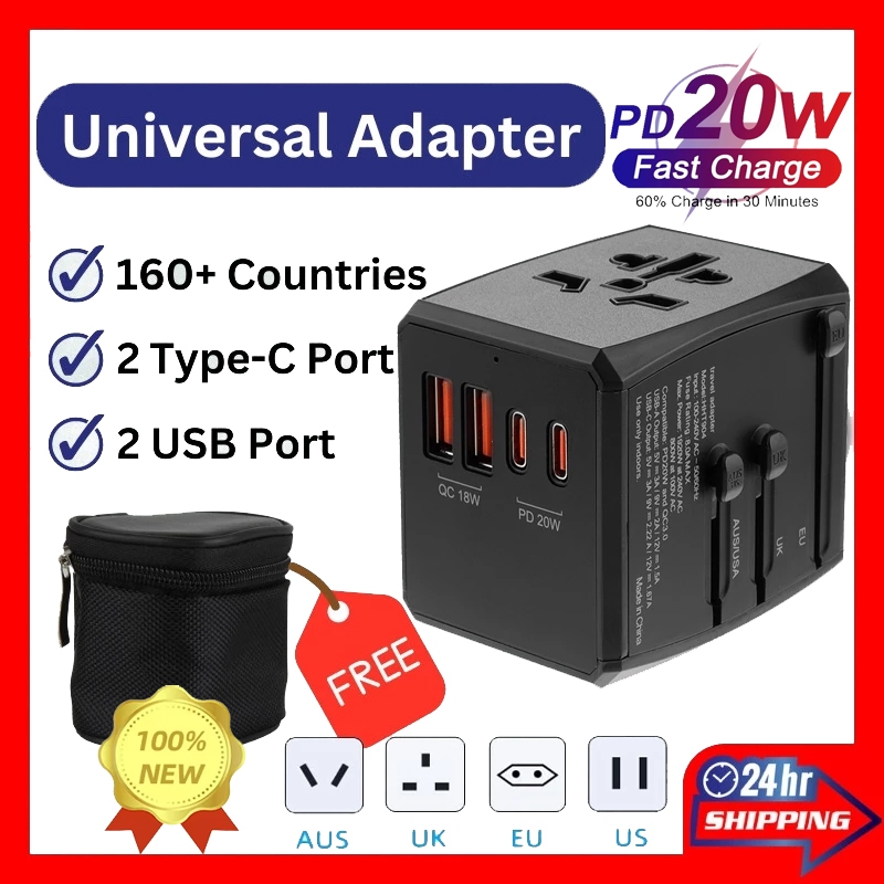 Universal Compact Travel Adapter Wall Plug Worldwide Travel Plug ...