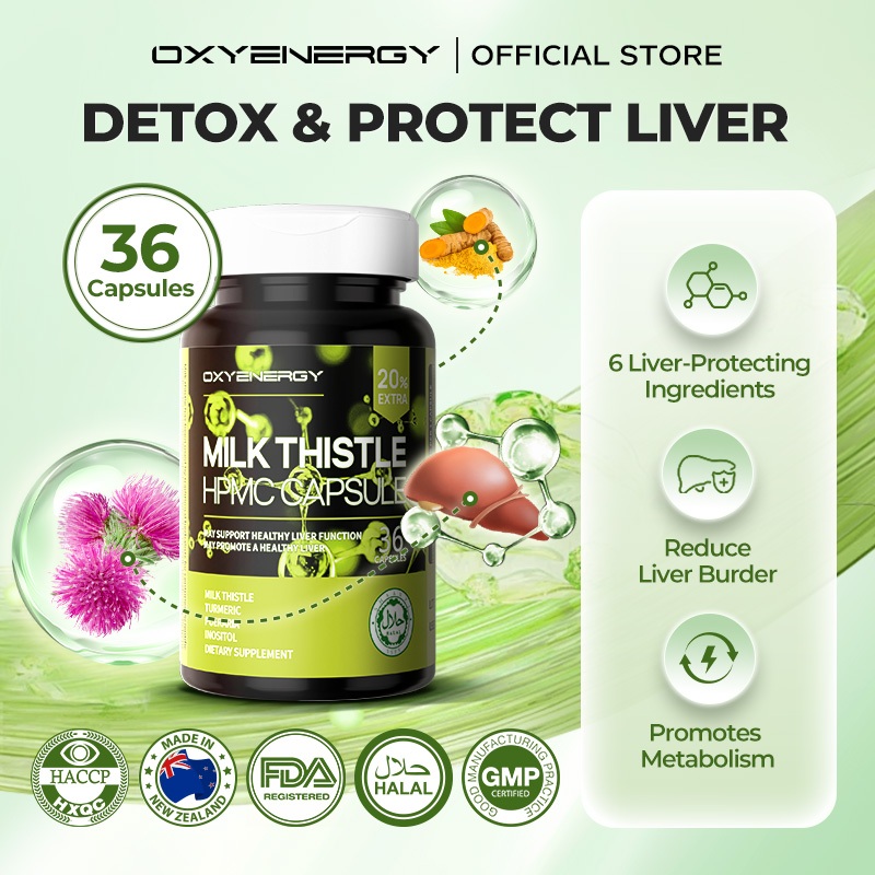 Oxyenergy Milk Thistle Liver Cleanse Detox Health Supplement With Silymarin Marianum & Dandelion ...