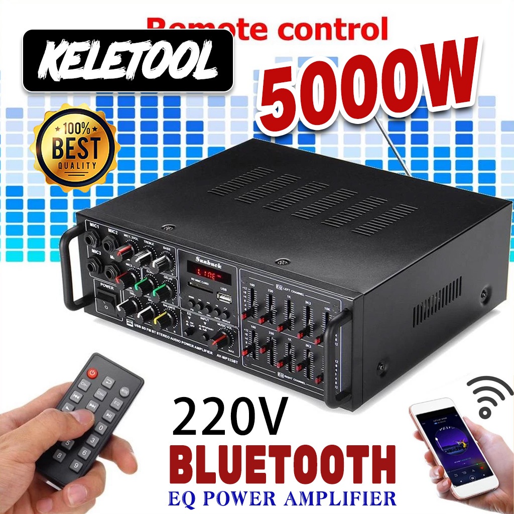 5000W Home Theater Amplifier AC 220V 12V BlueTooth 5.0 Power Amplifier ...