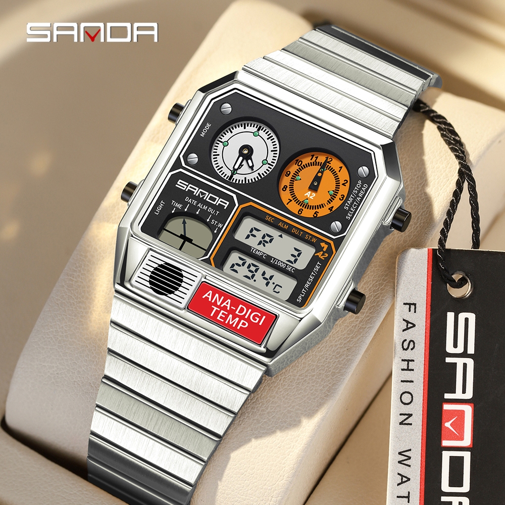 SANDA 3192 Men’s Electronic Square Men's Youth Casual Multi-function ...